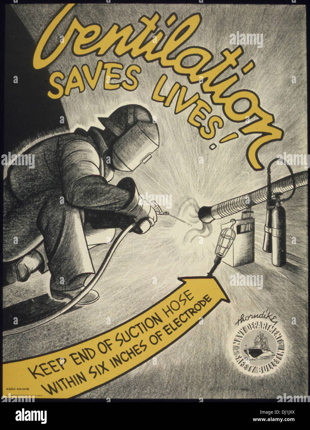 This wartime American propaganda poster, titled 'Ventilation Saves ...