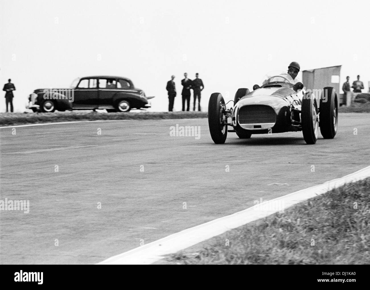 Ken Wharton in a BRM V16 at St Mary's corner, Goodwood, England 19th ...