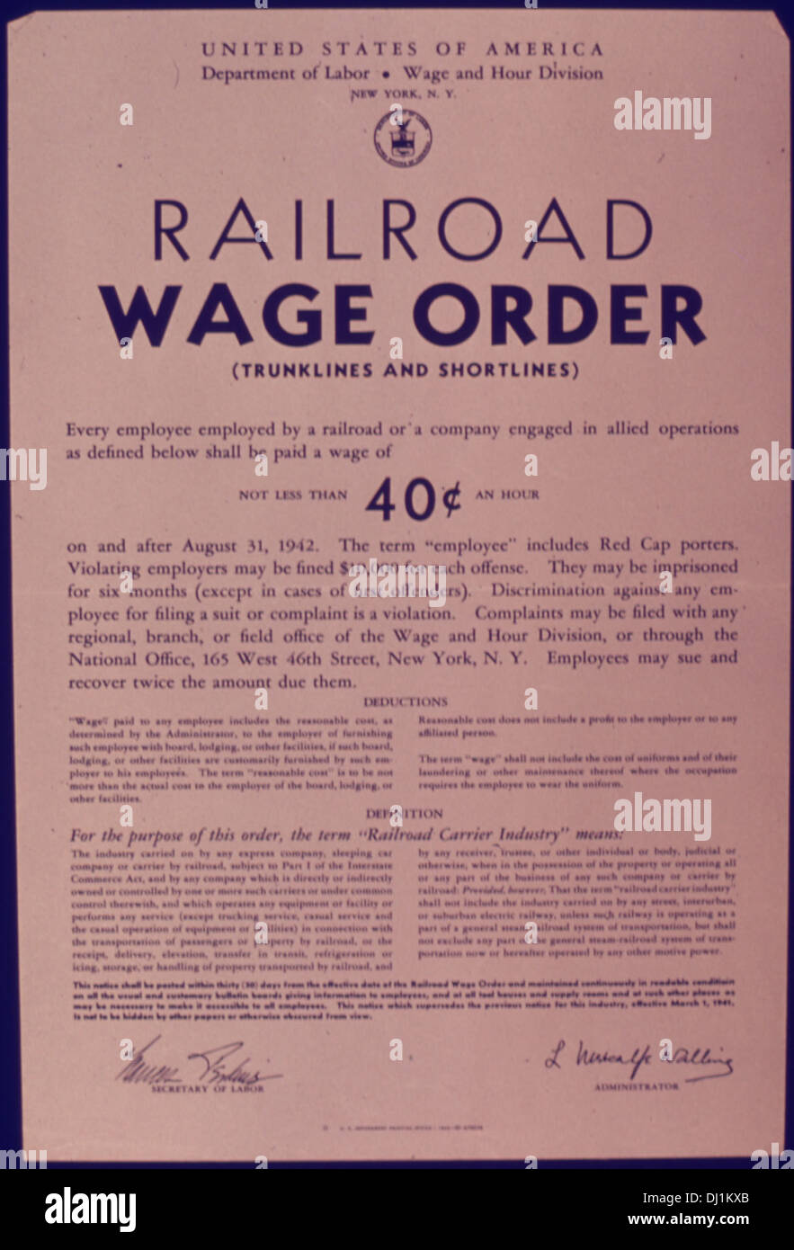 This World War II-era poster promotes the Railroad Wage Order ...