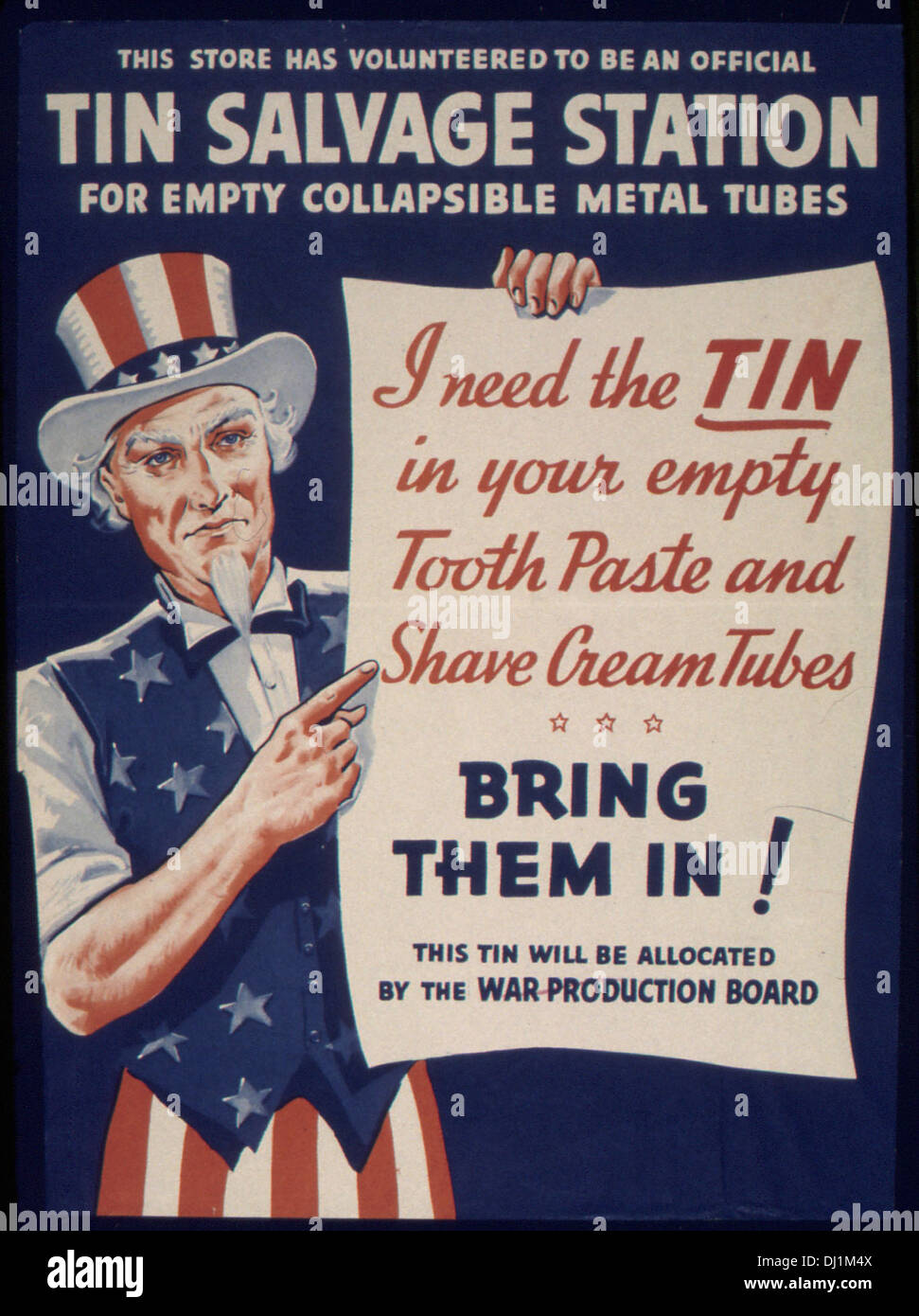 This propaganda poster promotes the collection of empty metal tubes for ...