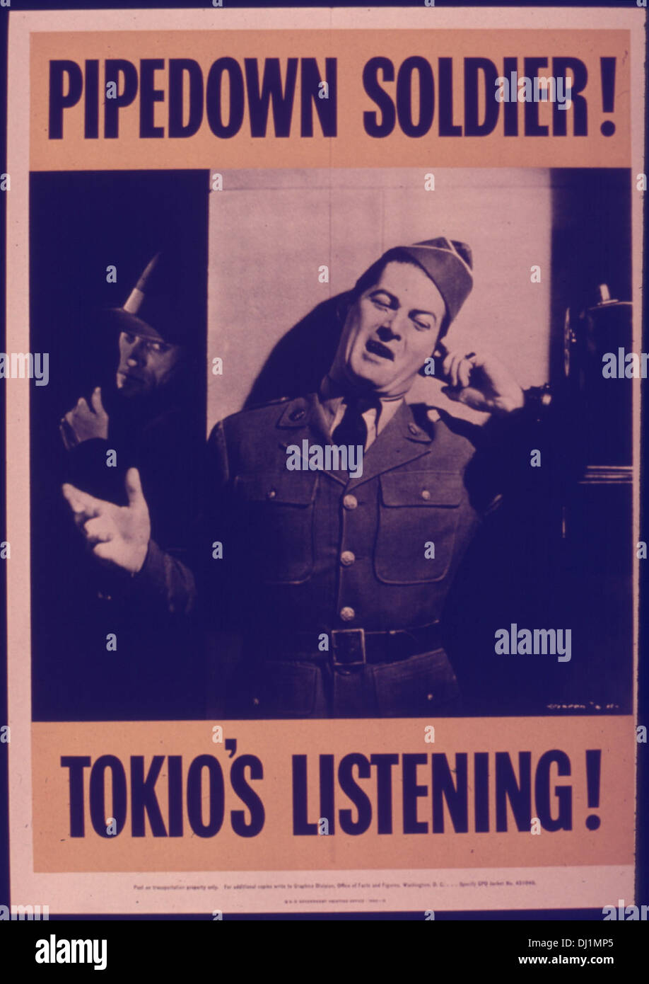 This World War II poster reminds soldiers to be cautious and maintain ...