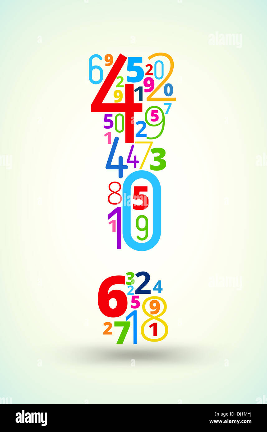 Exclamation mark , colored vector font from numbers Stock Photo - Alamy