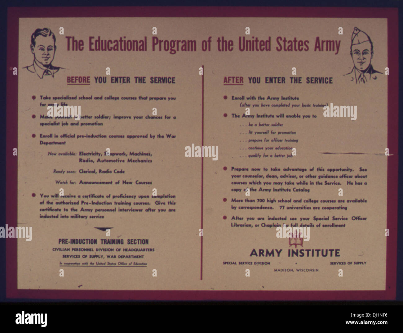 THE EDUCATIONAL PROGRAM OF THE U.S. ARMY 587 Stock Photo - Alamy