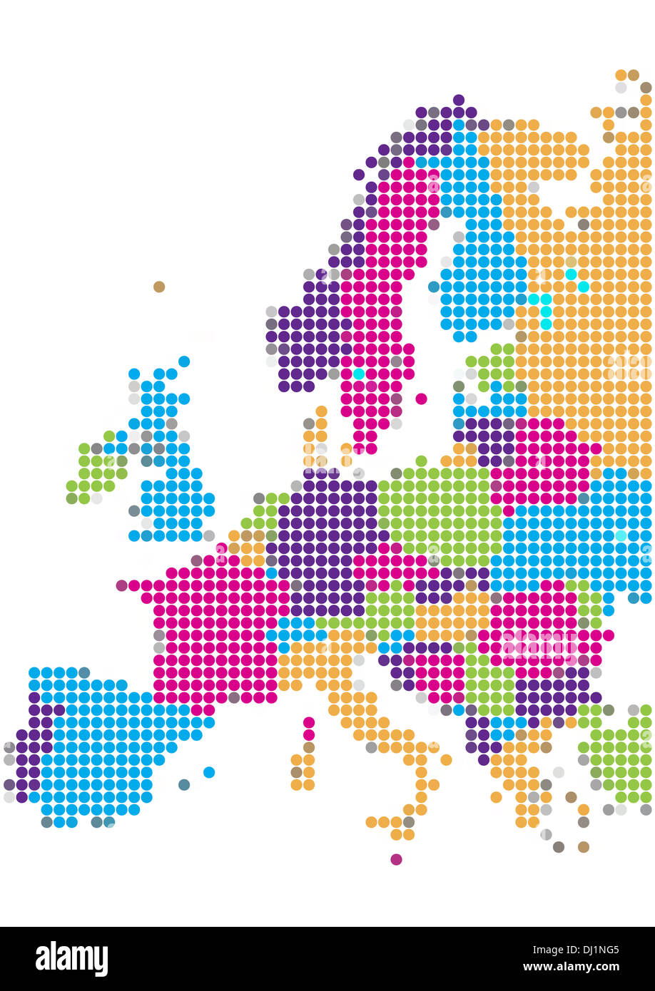 Dot Style Illustration of Europe Map Stock Photo - Alamy