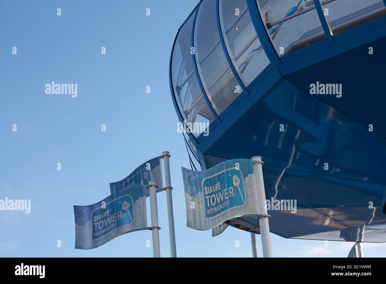 close up of Weymouth Sealife Tower, Jurassic Skyline Tower Stock Photo ...