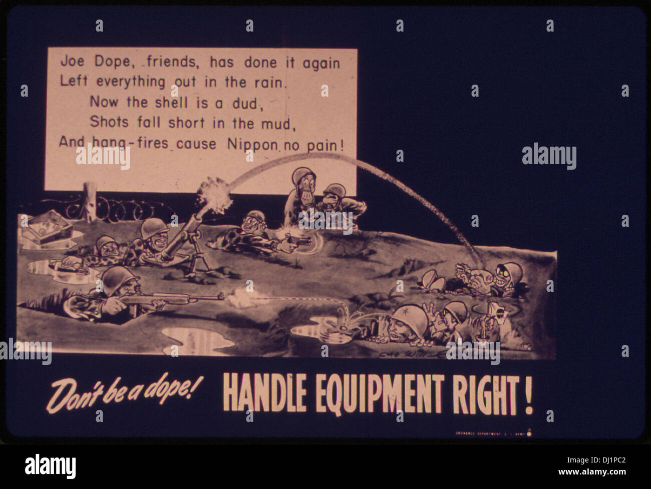 This World War II propaganda poster warns workers to handle machinery ...
