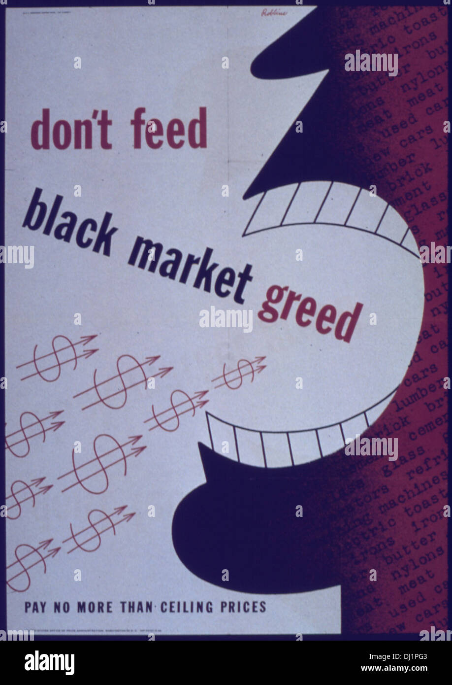 A World War II propaganda poster warning against participating in black ...