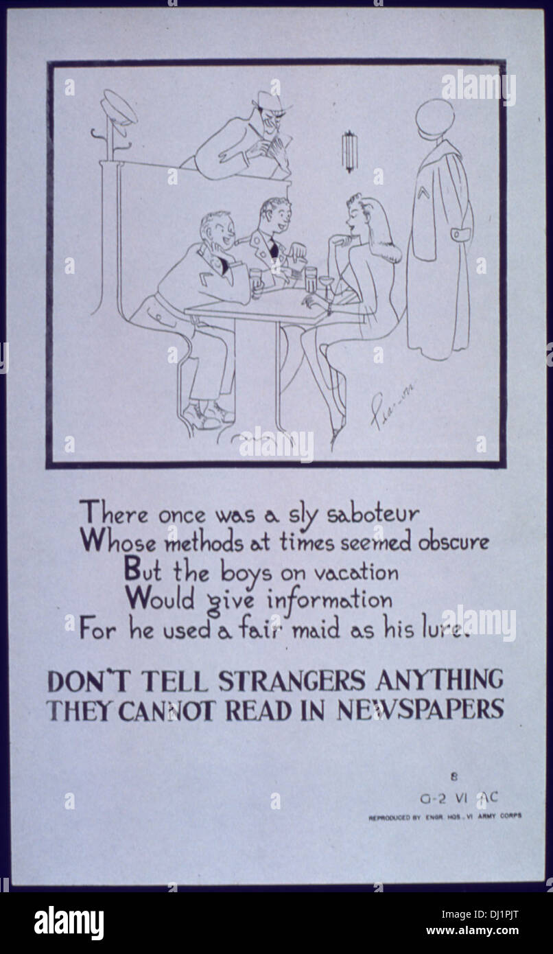 This World War II propaganda poster advises citizens to be cautious ...