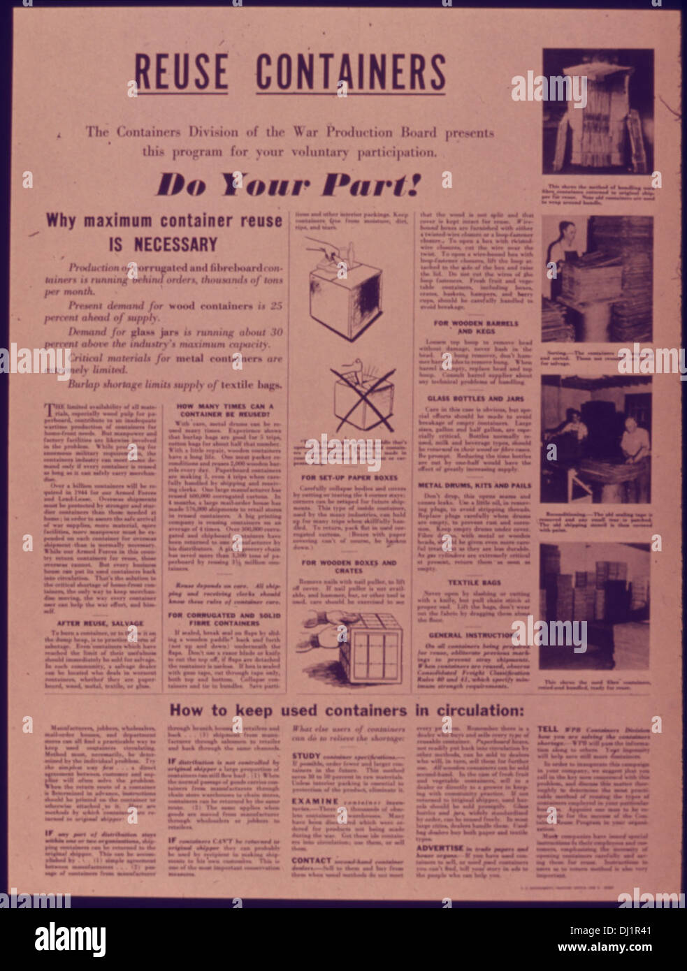 This World War II American propaganda poster promotes the reuse of ...