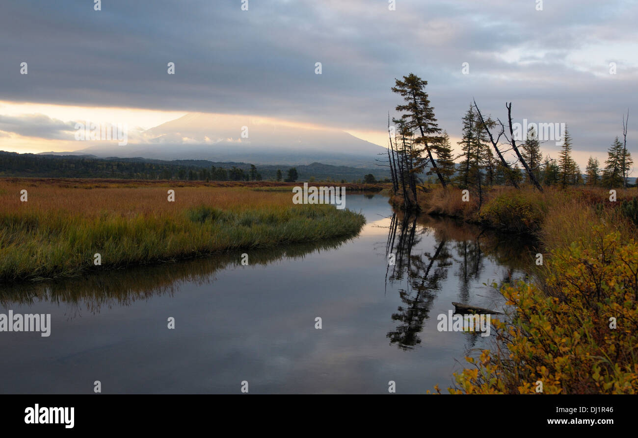 Meteorologist Creek with Kronotsky Volcano in background. Kronotsky ...