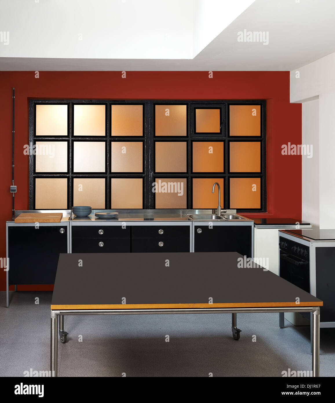 Loft kitchen and windows frames Stock Photo - Alamy