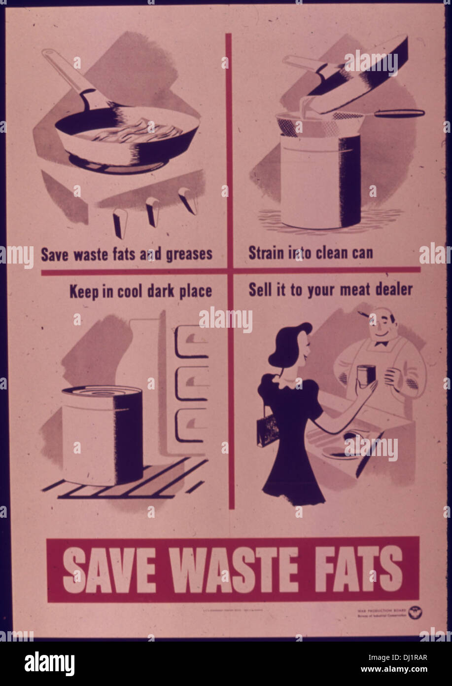 A World War II propaganda poster encouraging Americans to save waste ...