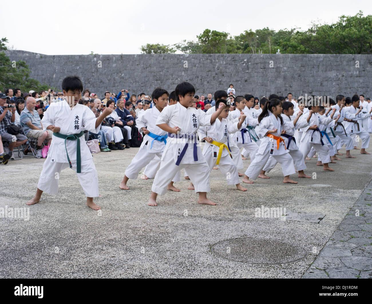 Children perform karate at Shuri Caslte, Naha City, Okinawa, Japan on ...