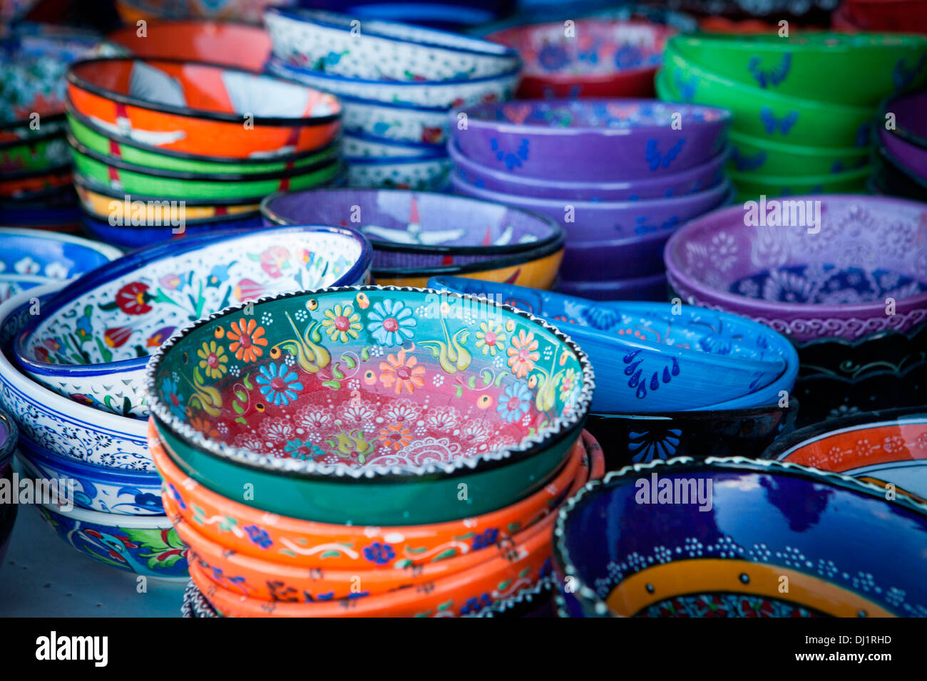A colourful collection of traditional Turkish souvenirs in Cappadocia ...