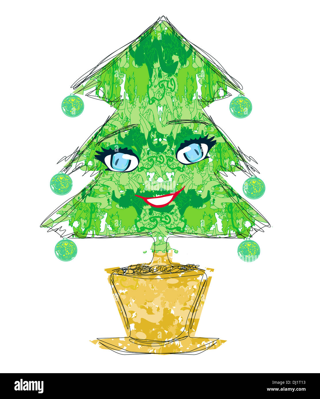 Christmas tree cartoon character Stock Photo - Alamy