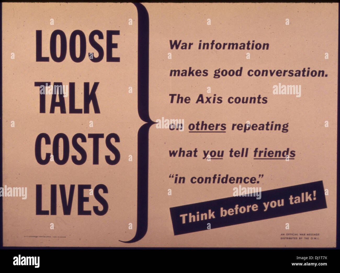 Careless talk costs lives poster hi-res stock photography and images ...