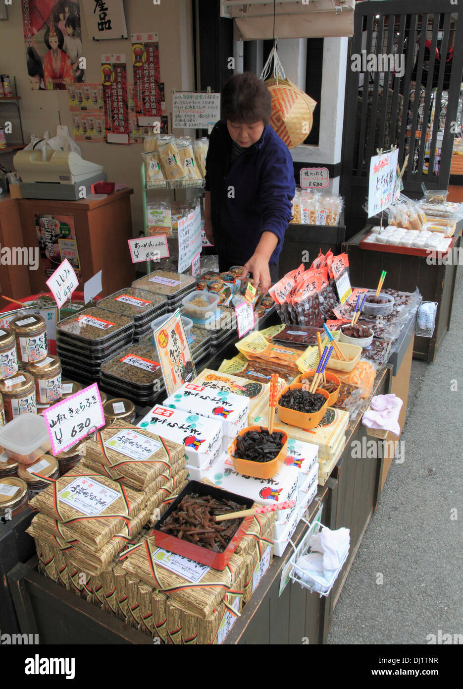 Japan, Hida, Takayama, Miyagawa morning market, shop Stock Photo - Alamy