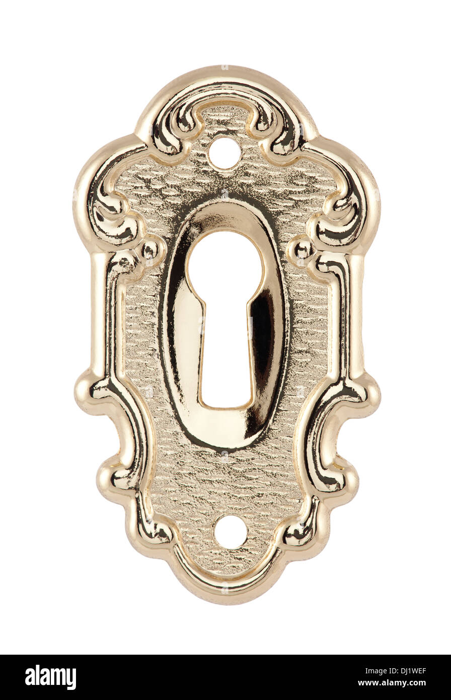Golden keyhole isolated on white with clipping path Stock Photo - Alamy