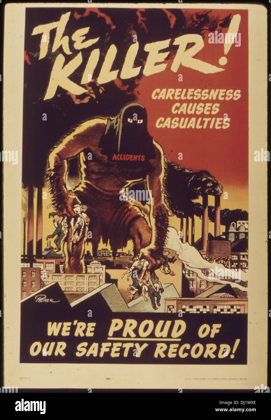 A World War II safety propaganda poster highlighting the dangers of ...