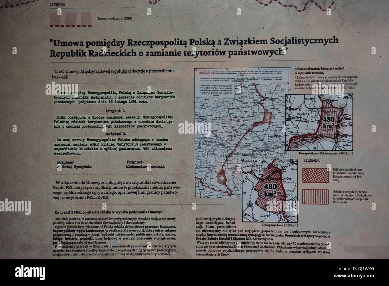 Historical information board about eastern border adjustment between ...