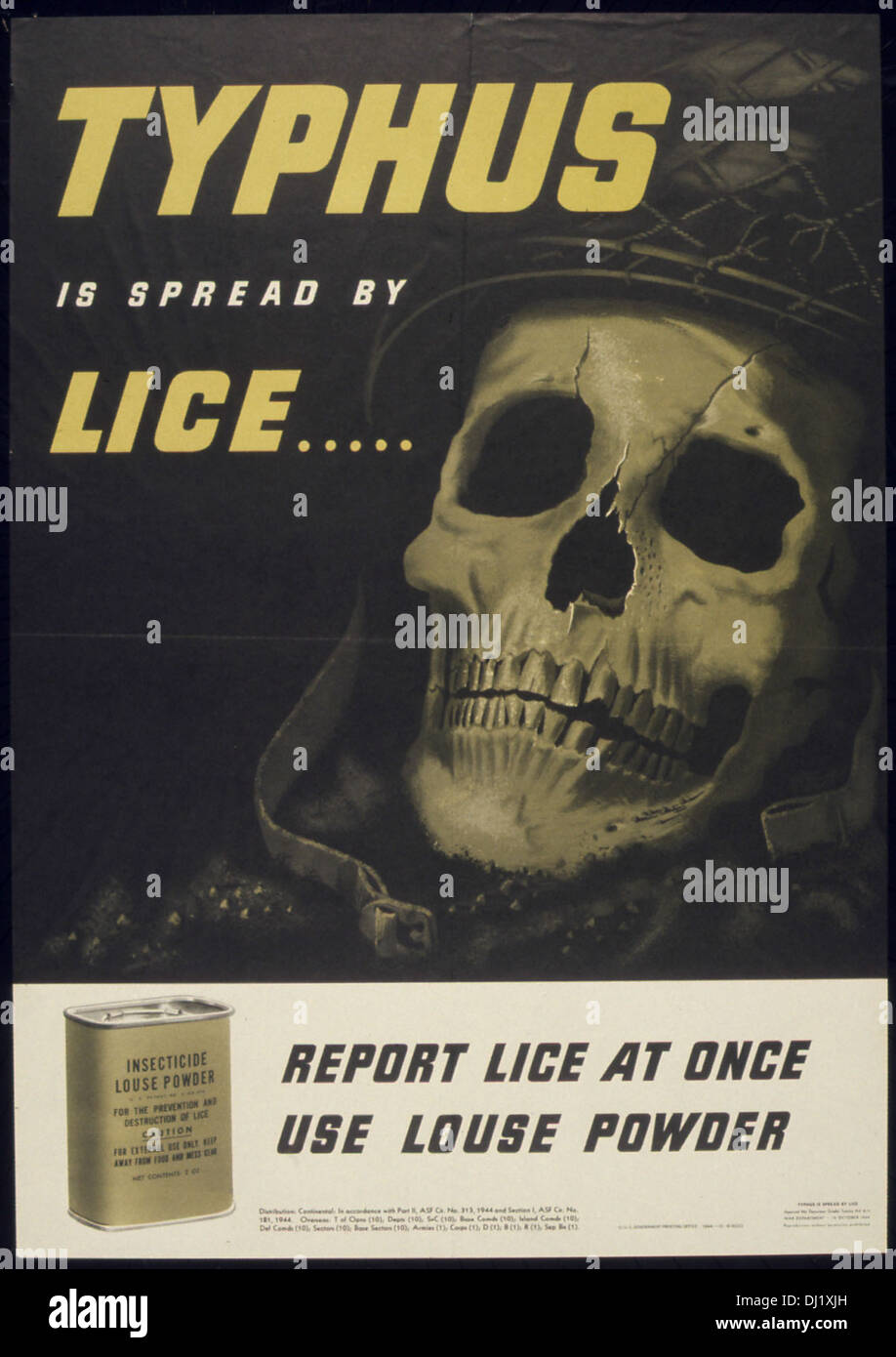 This World War II propaganda poster warns about the spread of typhus by ...