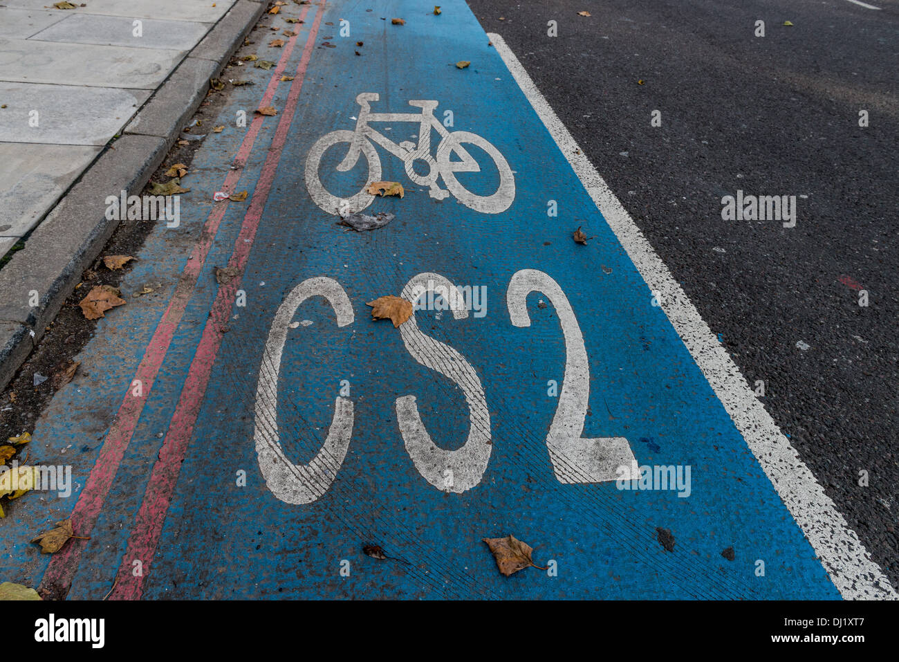 Cycling safety road signs in London Stock Photo - Alamy