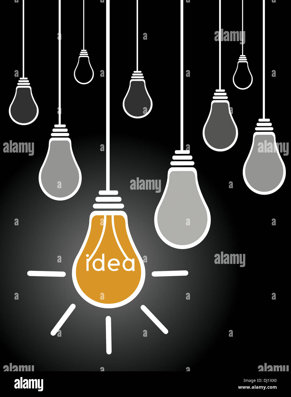 light bulb idea in illustration Stock Photo - Alamy