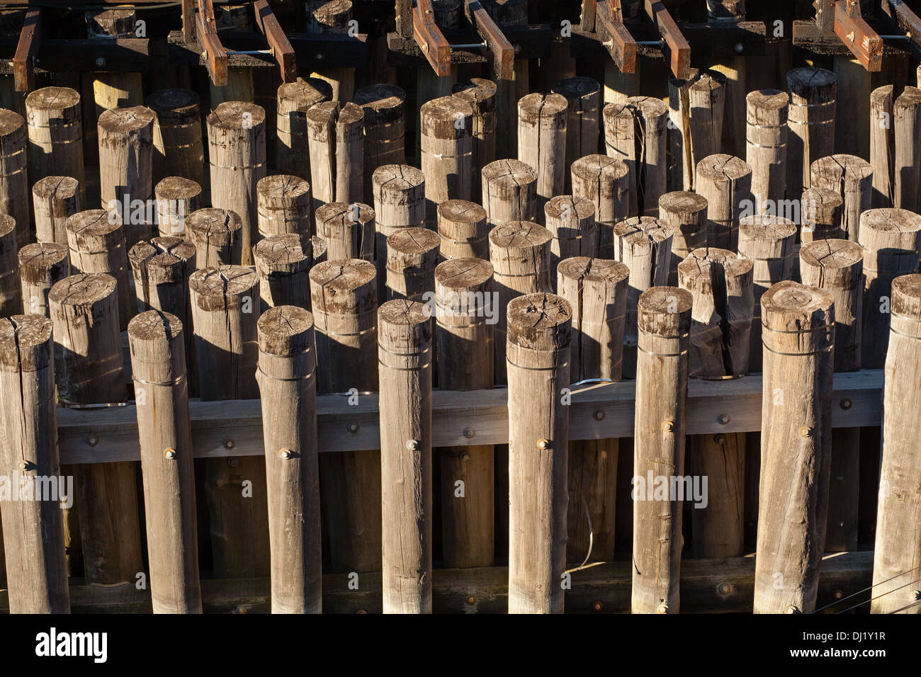 Wooden pilings at st george ferry terminal in staten island hi-res ...
