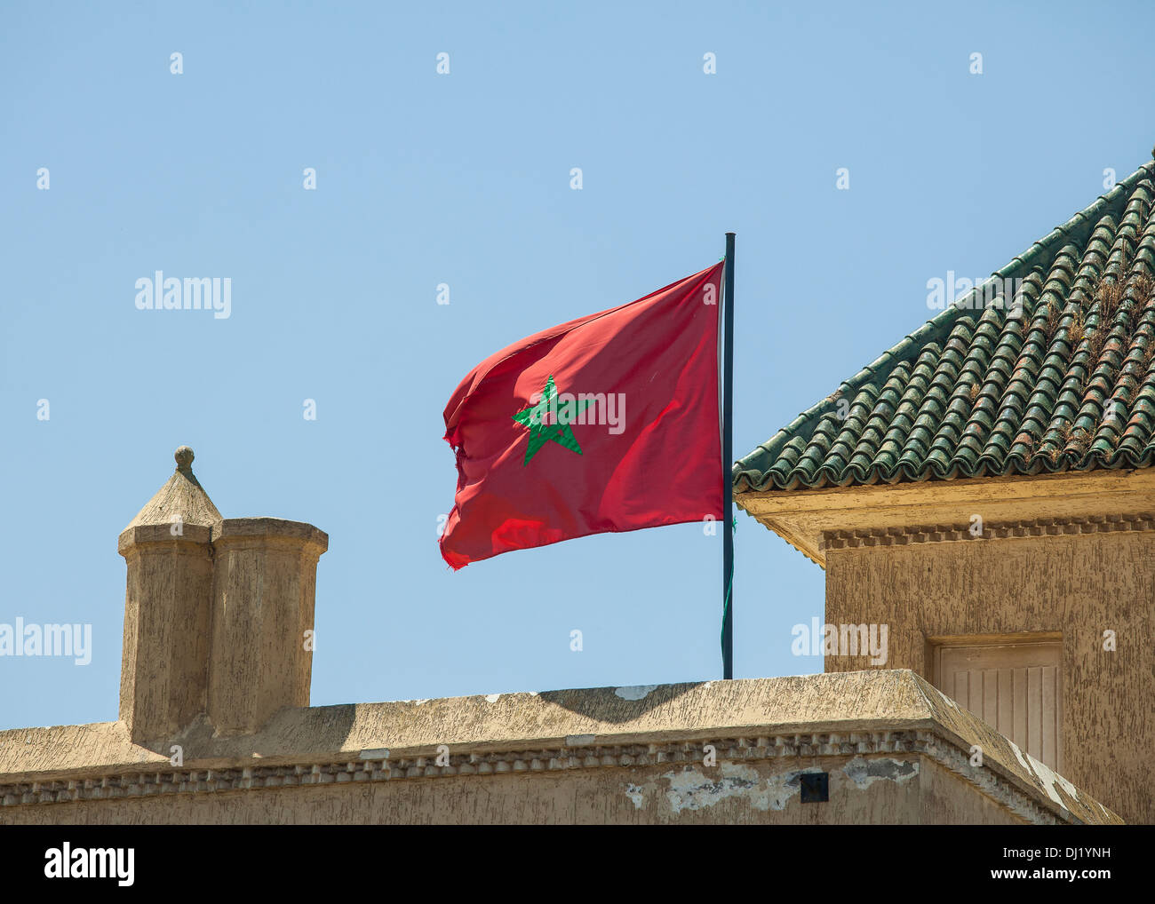 The Moroccan flag. Red with a green pentagram Stock Photo - Alamy