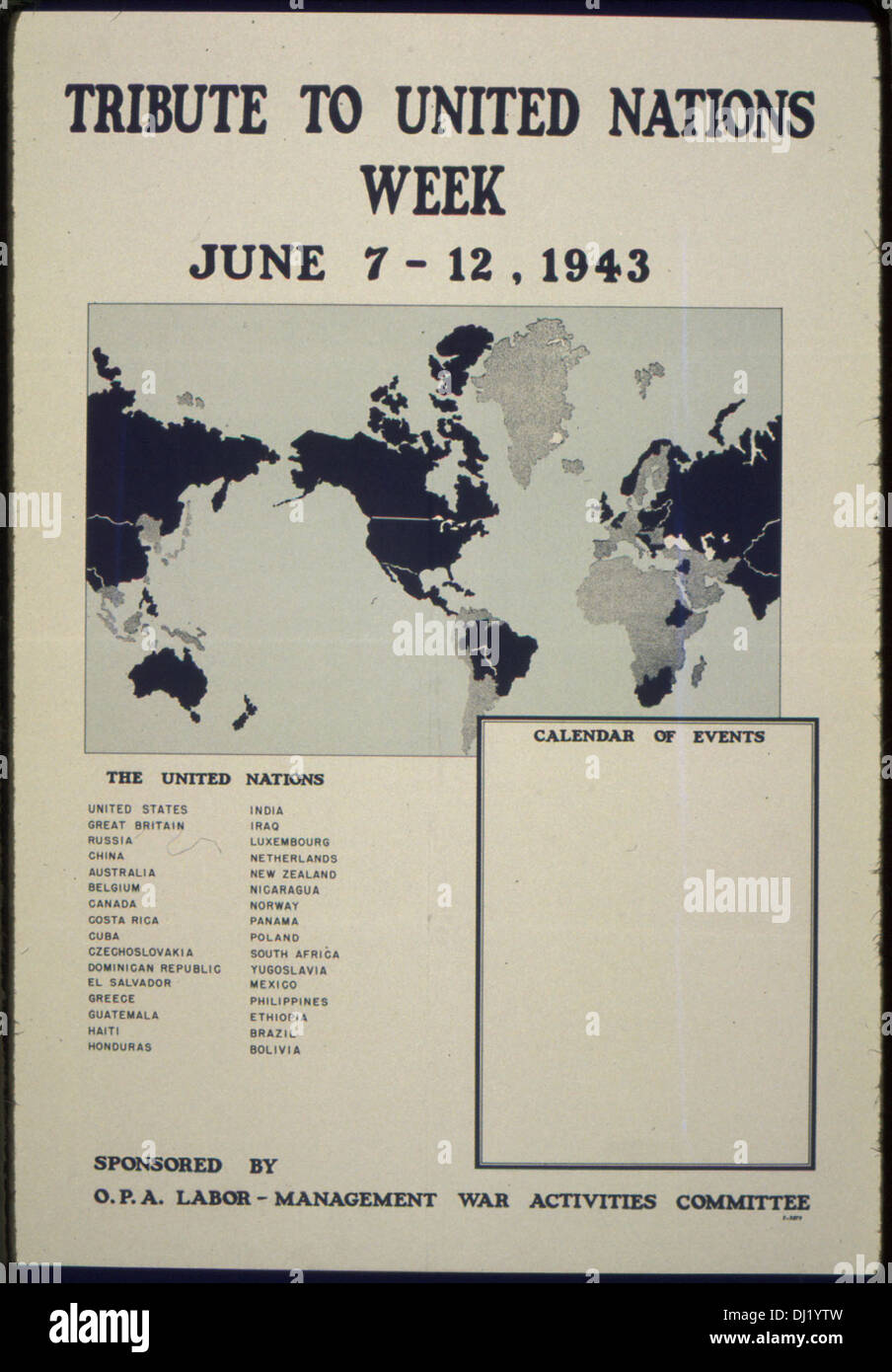 TRIBUTE TO UNITED NATIONS WEEK 878 Stock Photo - Alamy