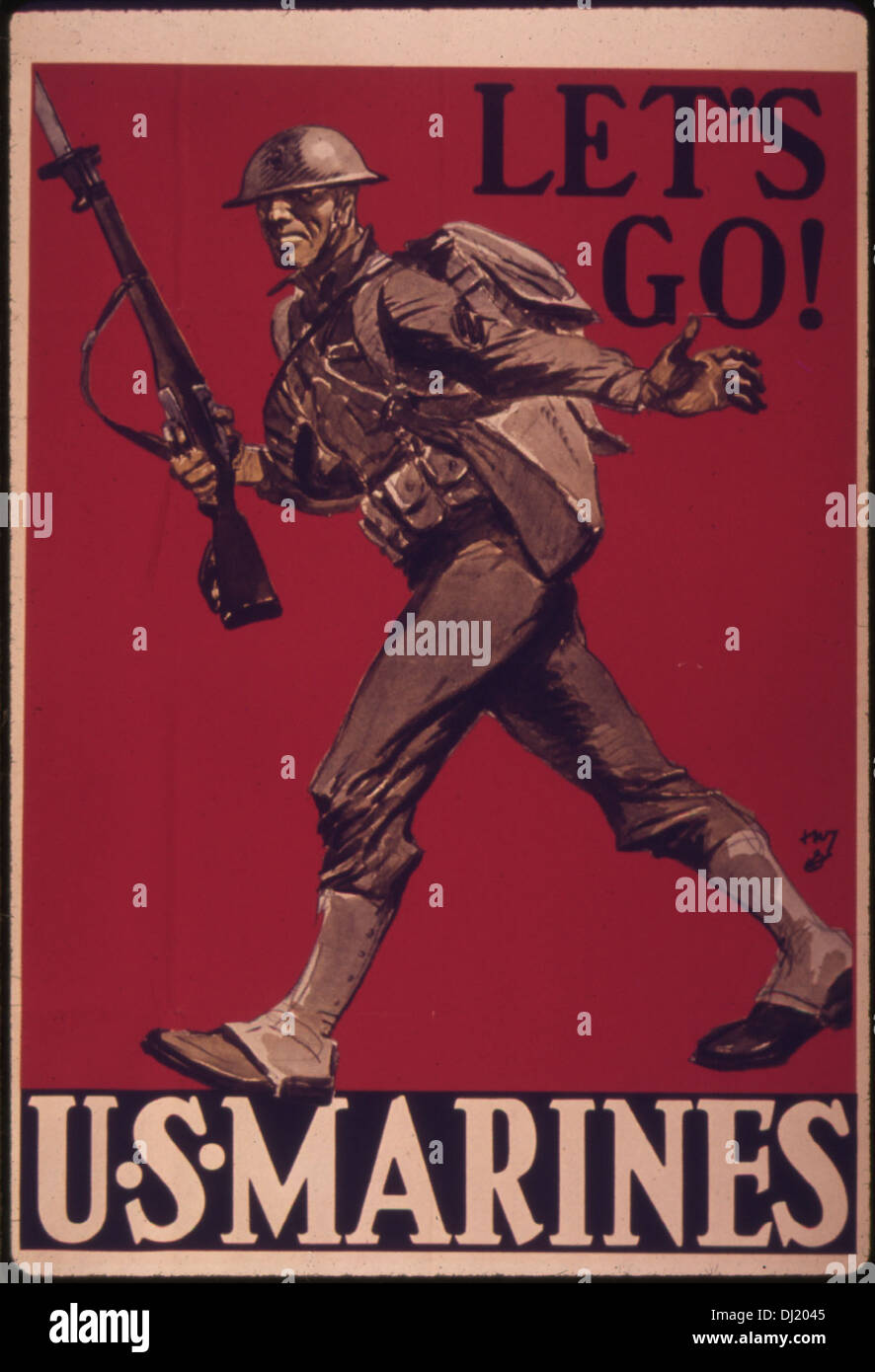This World War II American propaganda poster promotes the U.S. Marines ...