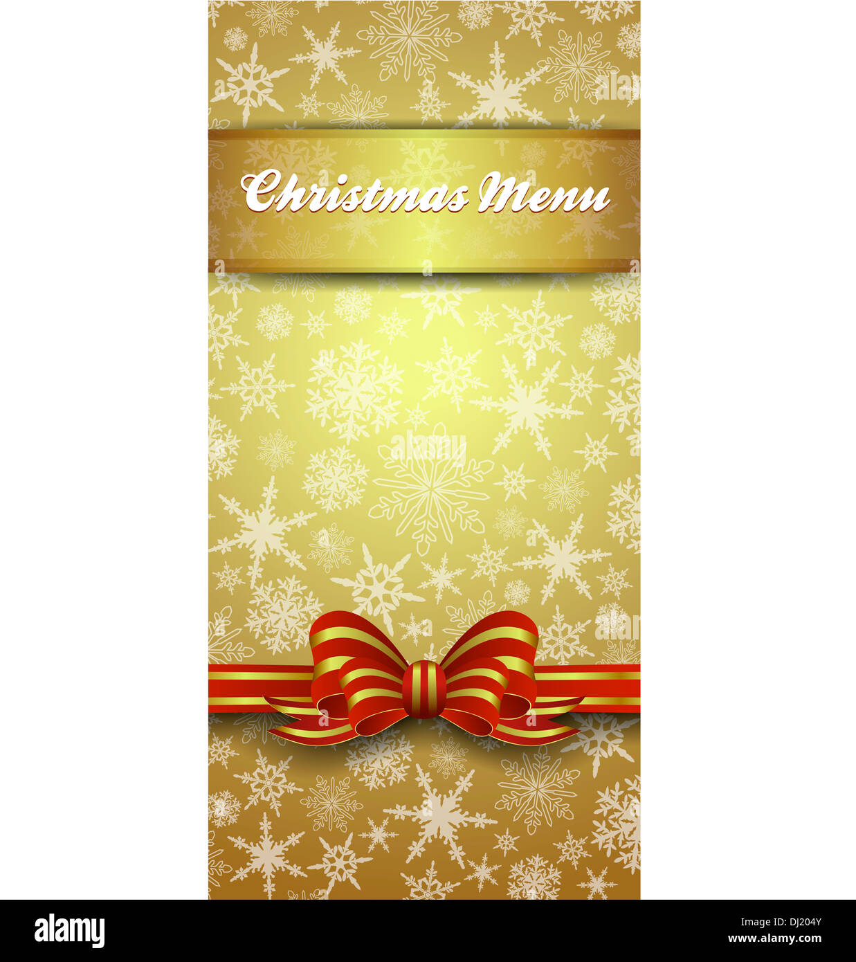 Christmas Menu on a Gold background Snowflakes Stock Photo - Alamy