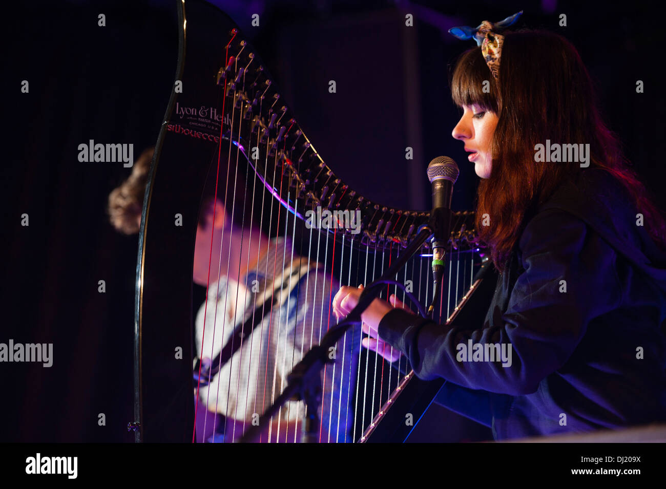 Young welsh female woman musician and harpist GEORGIA RUTH performing ...