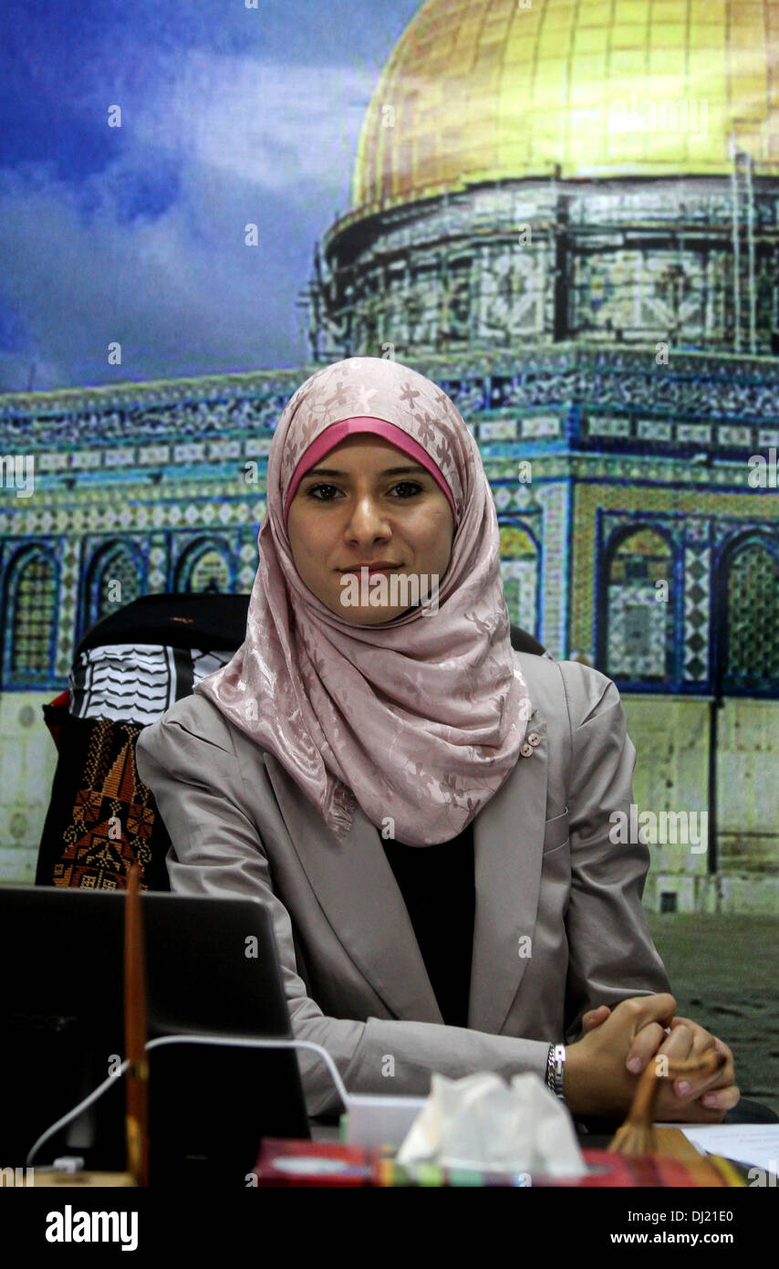 Gaza, Palestinian Territories, . 19th Nov, 2013. Israa Al-Modallal, a ...