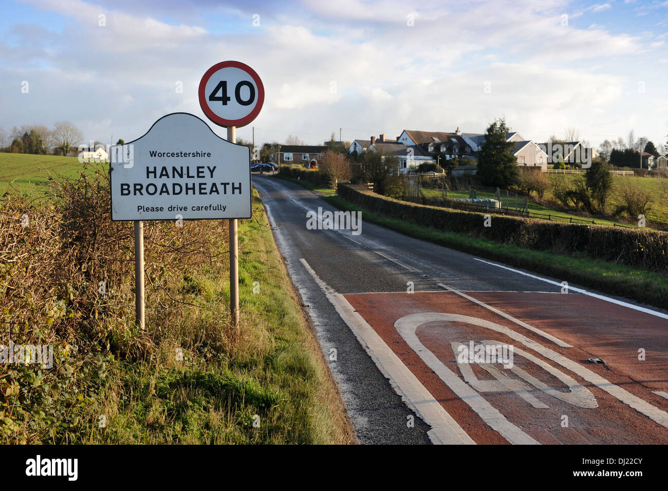 A 'Please Drive Carefully' sign with speed limit of forty miles per ...