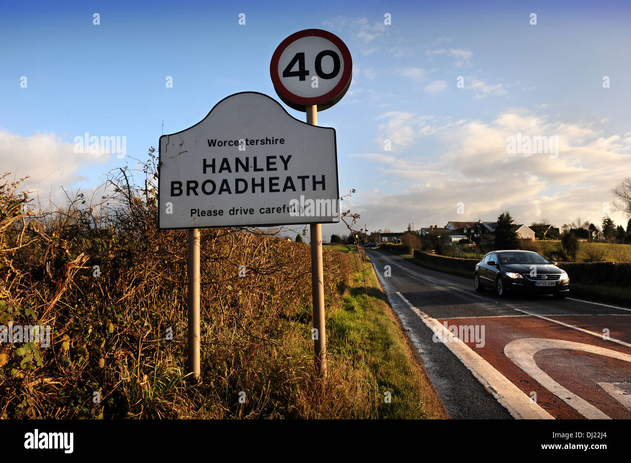 A 'Please Drive Carefully' sign with speed limit of forty miles per ...