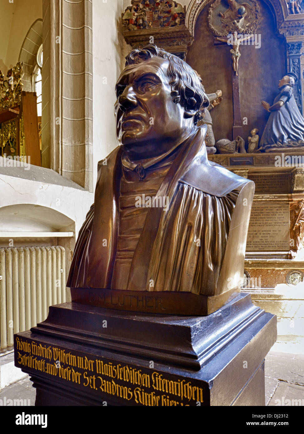 Luther bust, St. Andreas Church, Eisleben, Saxony-Anhalt Germany Stock ...
