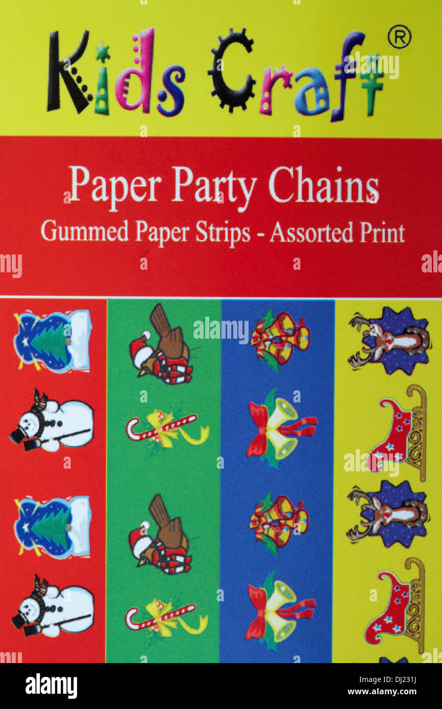 Kids Craft paper party chains gummed paper strips - assorted print ...