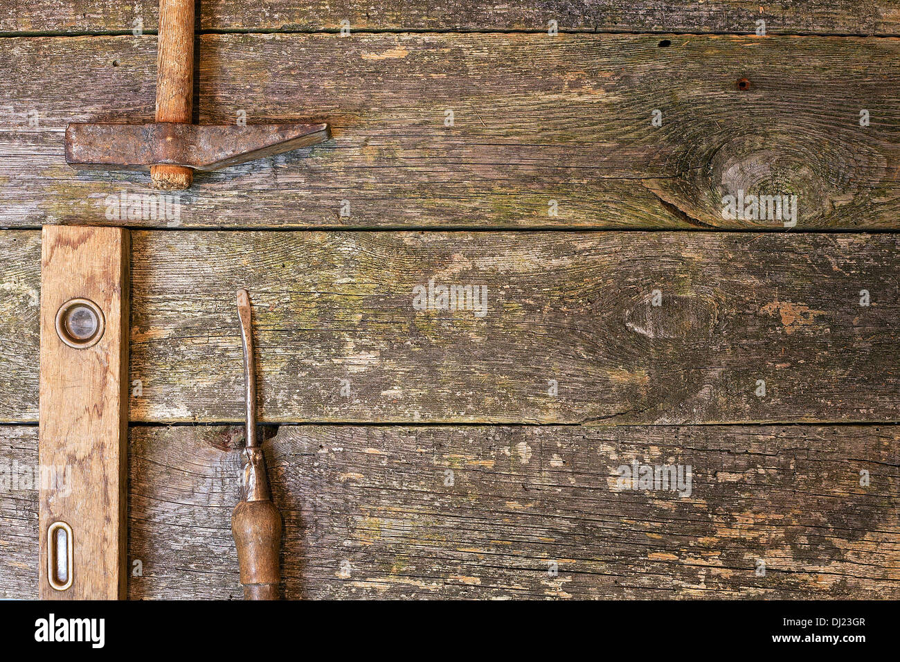 Old tools on dirty hi-res stock photography and images - Alamy