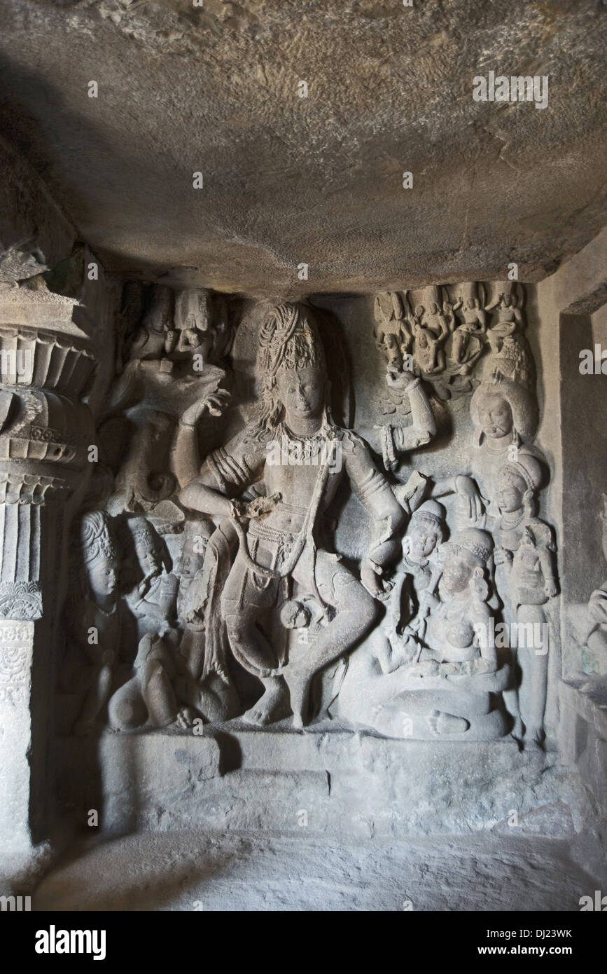 Cave 21 : Rameshwara Cave. Dancing Shiva. Ellora Caves, Maharashtra ...