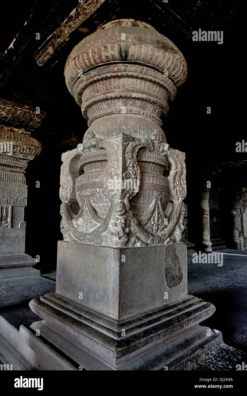 Carved pillar in ellora cave High Resolution Stock Photography and ...