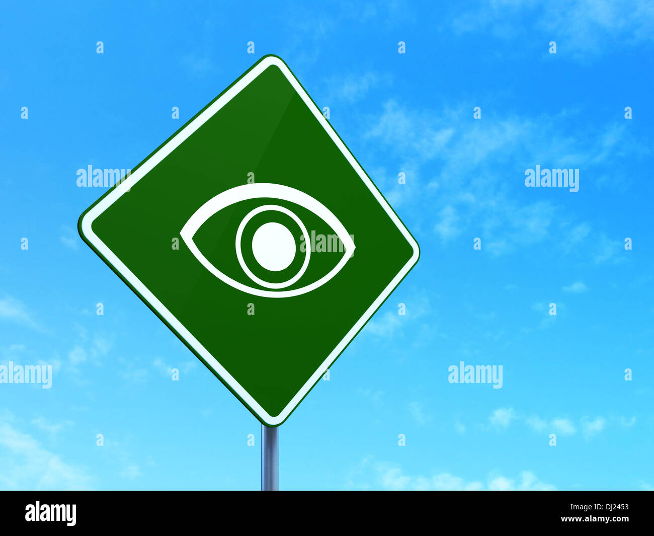 Security concept: Eye on road sign background Stock Photo - Alamy