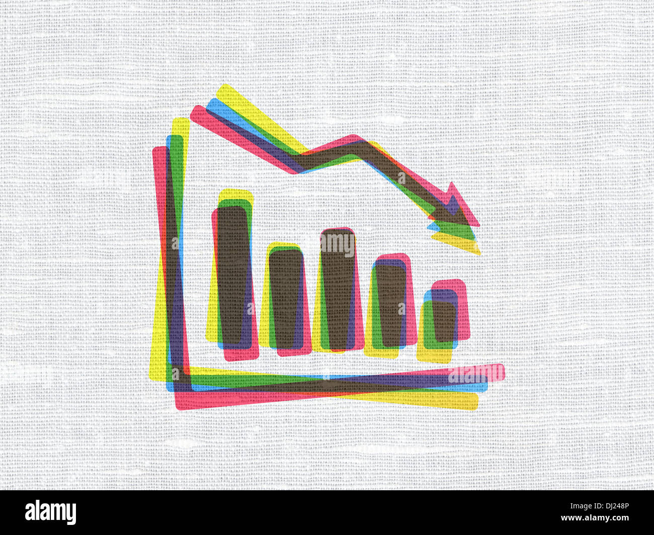 Business concept: Decline Graph on fabric texture background Stock ...
