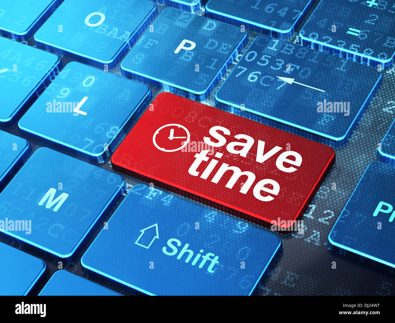 Timeline concept: Clock and Save Time on keyboard background Stock ...