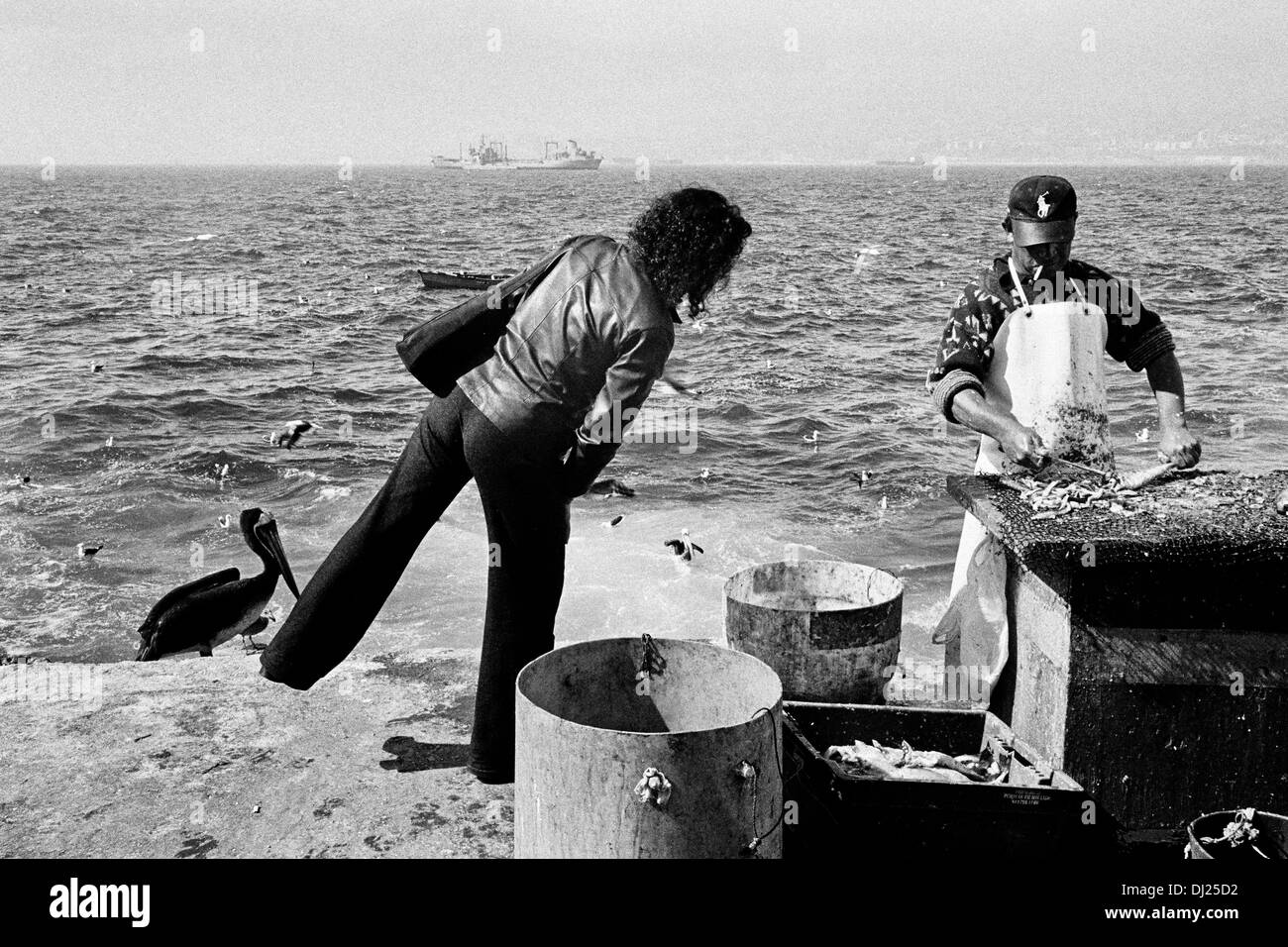 People fish shore in Black and White Stock Photos & Images - Alamy
