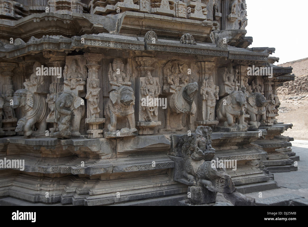 Kopeshwar temple. Elephant riders, view from South-West. Khidrapur ...