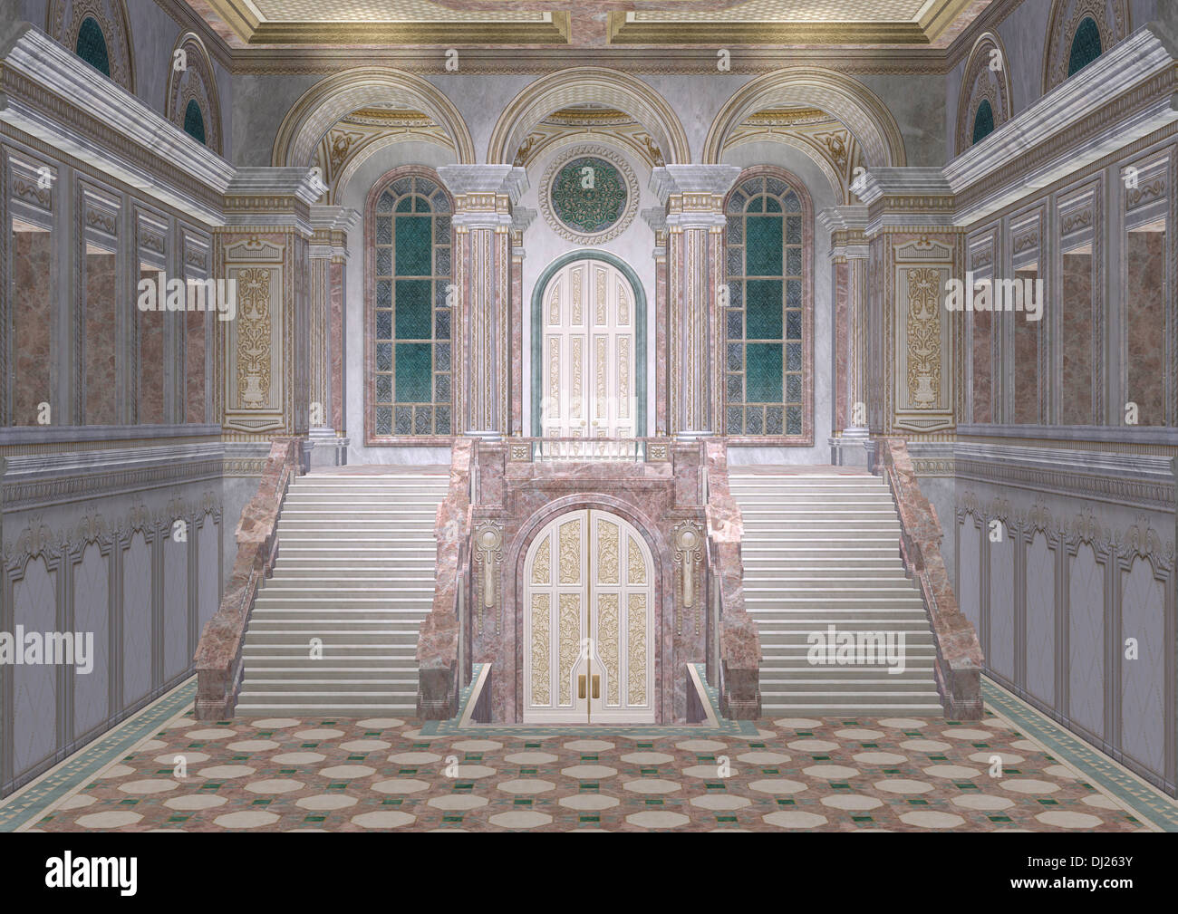 3D digital render of a fairy tale palace entrance Stock Photo - Alamy