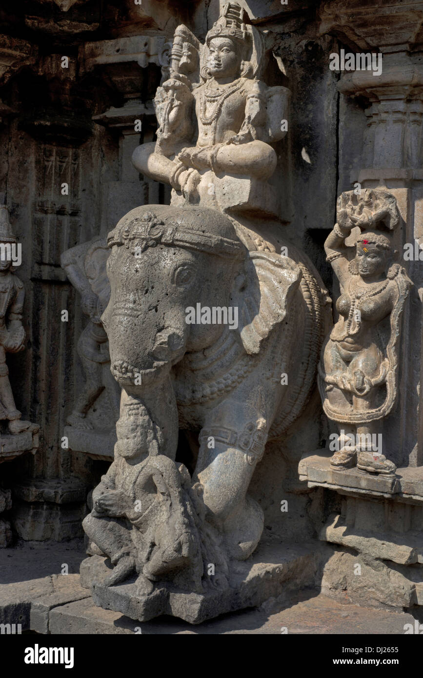 Kopeshwar temple. Shiva riding elephant, on the south-western side of ...