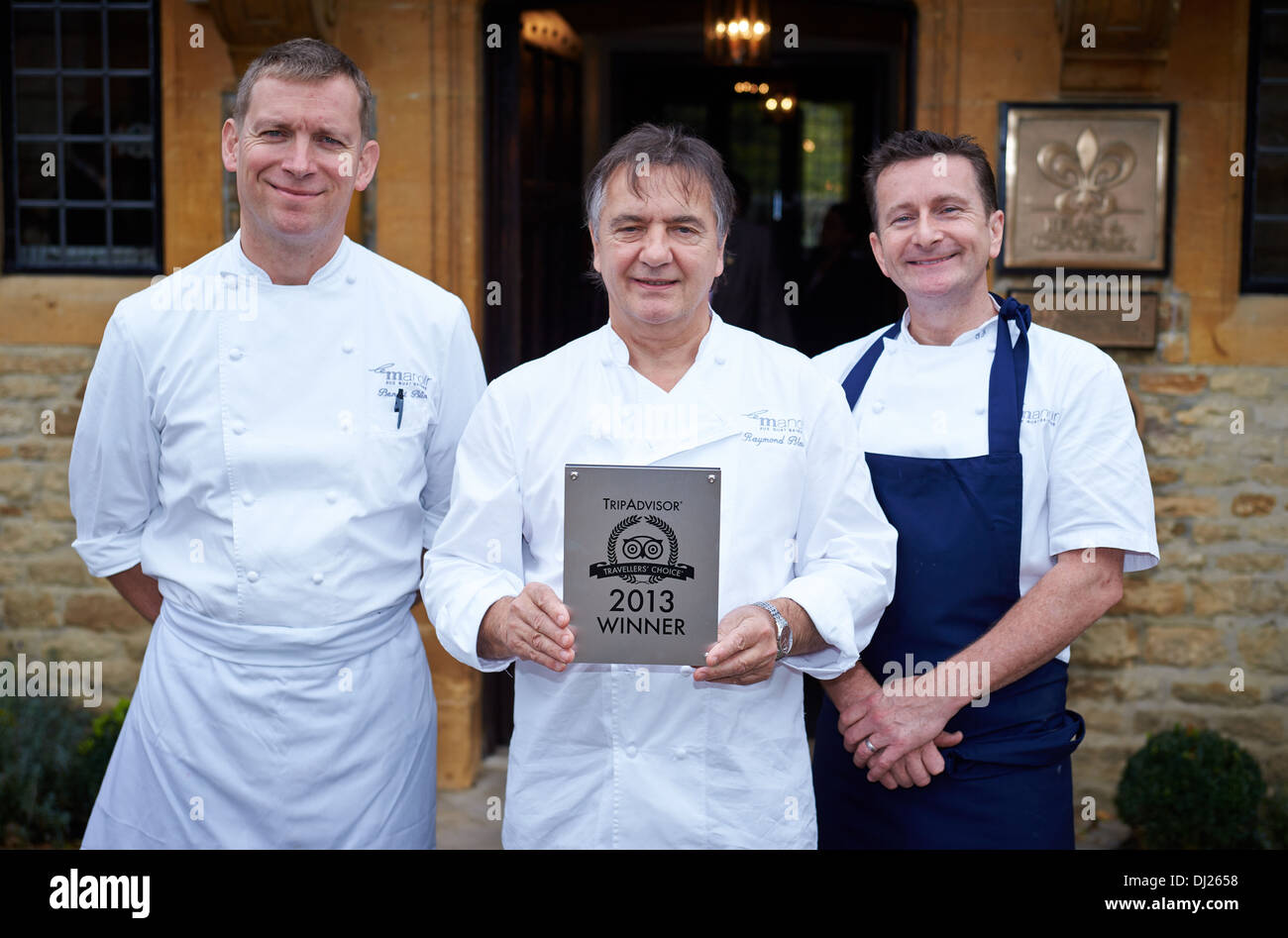 Chef Raymond Blanc with members of his staff at Le Manoir aux Quat ...