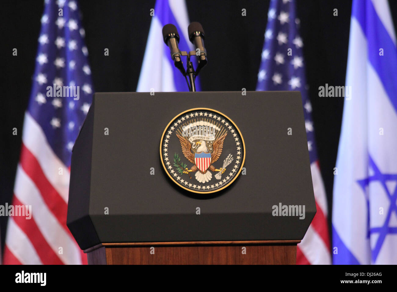American and Israeli Flags at the National Conference Center of ...